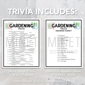 Gardening Trivia | Gardening Trivia Game | Printable Gardening Trivia ...