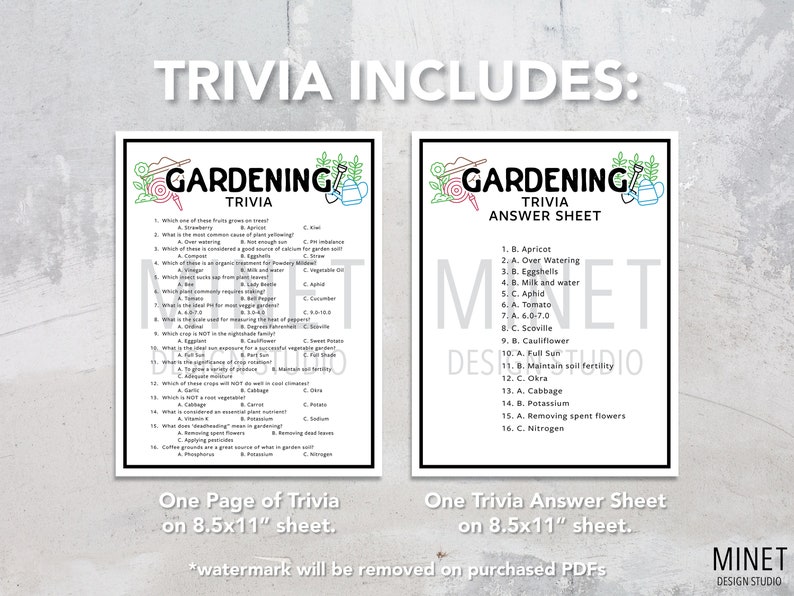Gardening Trivia | Gardening Trivia Game | Printable Gardening Trivia ...