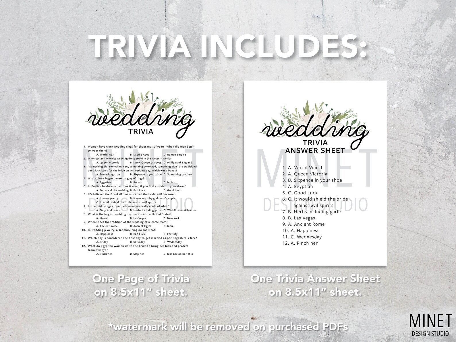 Wedding Trivia Quiz Game | Printable Wedding Trivia | Bridal Shower ...