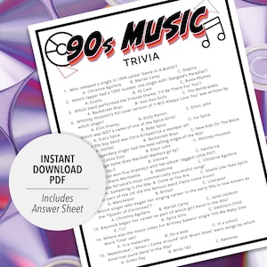 90s Music Trivia | 90s Music Trivia Game | Printable Music Trivia ...