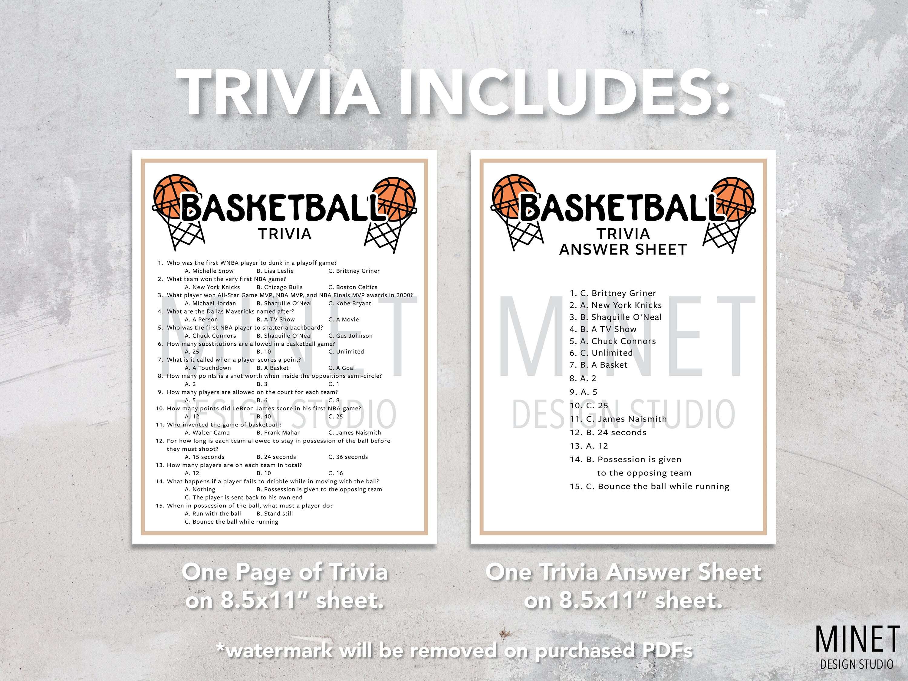 Basketball Trivia | Printable Basketball Trivia Game | Basketball ...