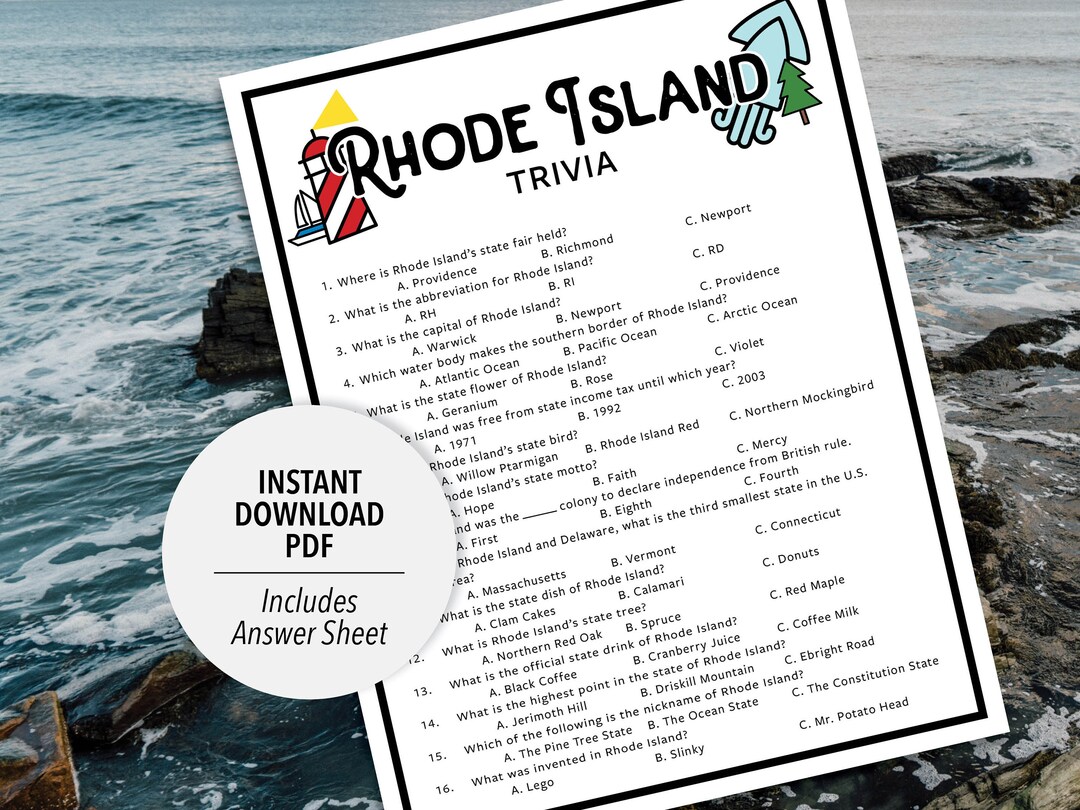 Rhode Island Trivia | Rhode Island Trivia Game | Printable Rhode Island ...