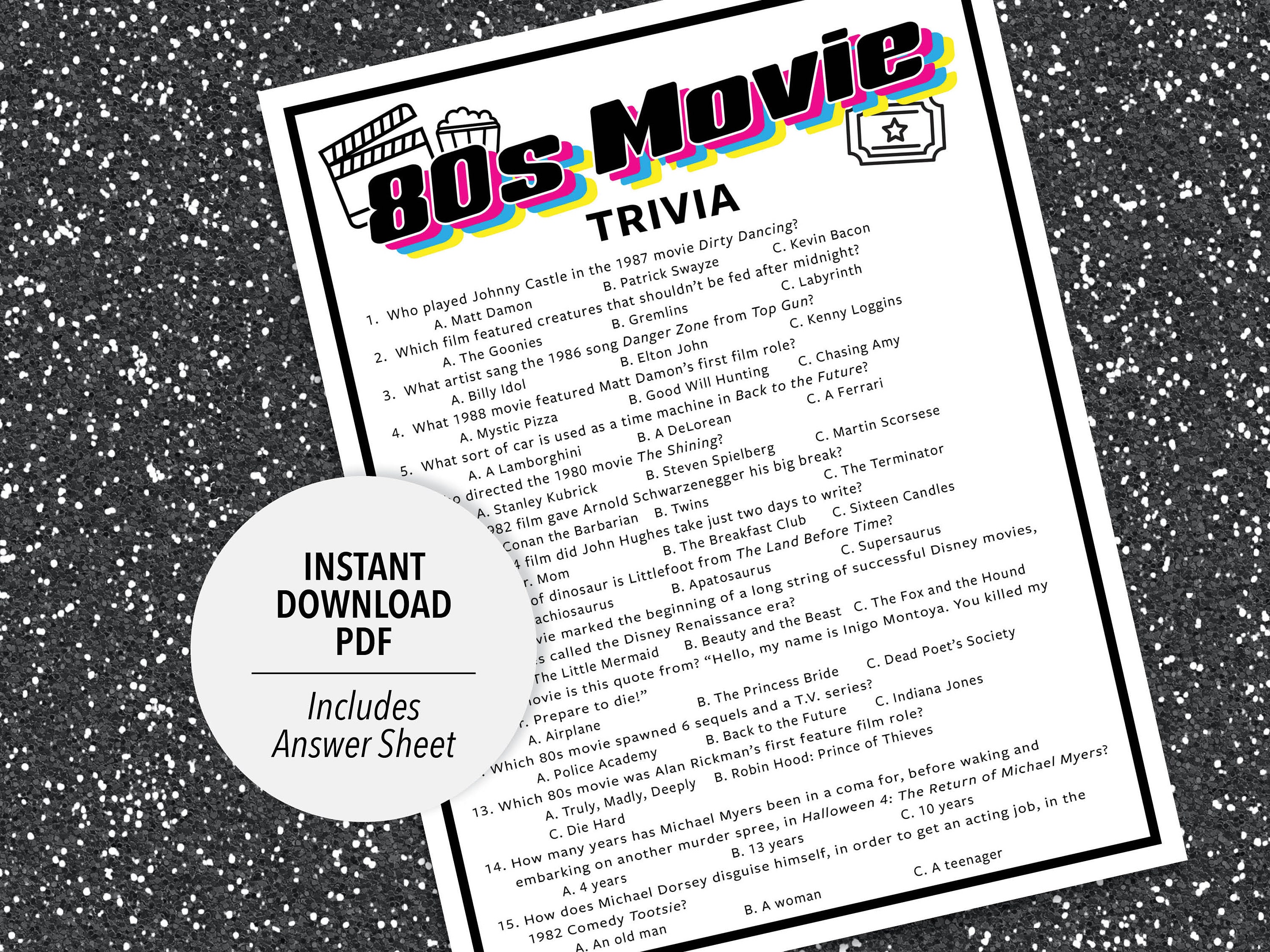 80s Movie Trivia | 80s Movie Trivia Game | Printable Movie Trivia ...