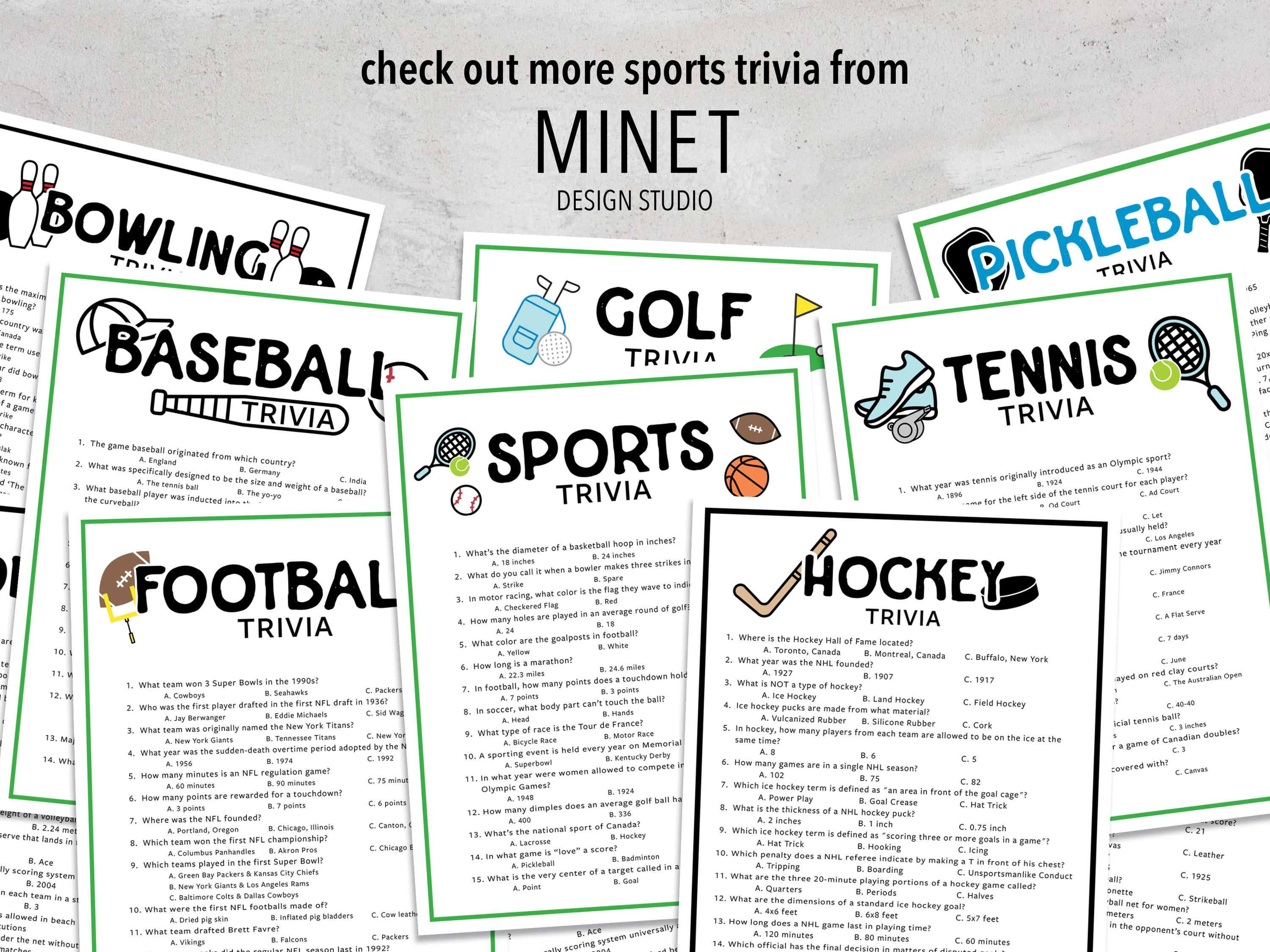 Tennis Trivia | Printable Tennis Trivia Game | Tennis Trivia Game ...