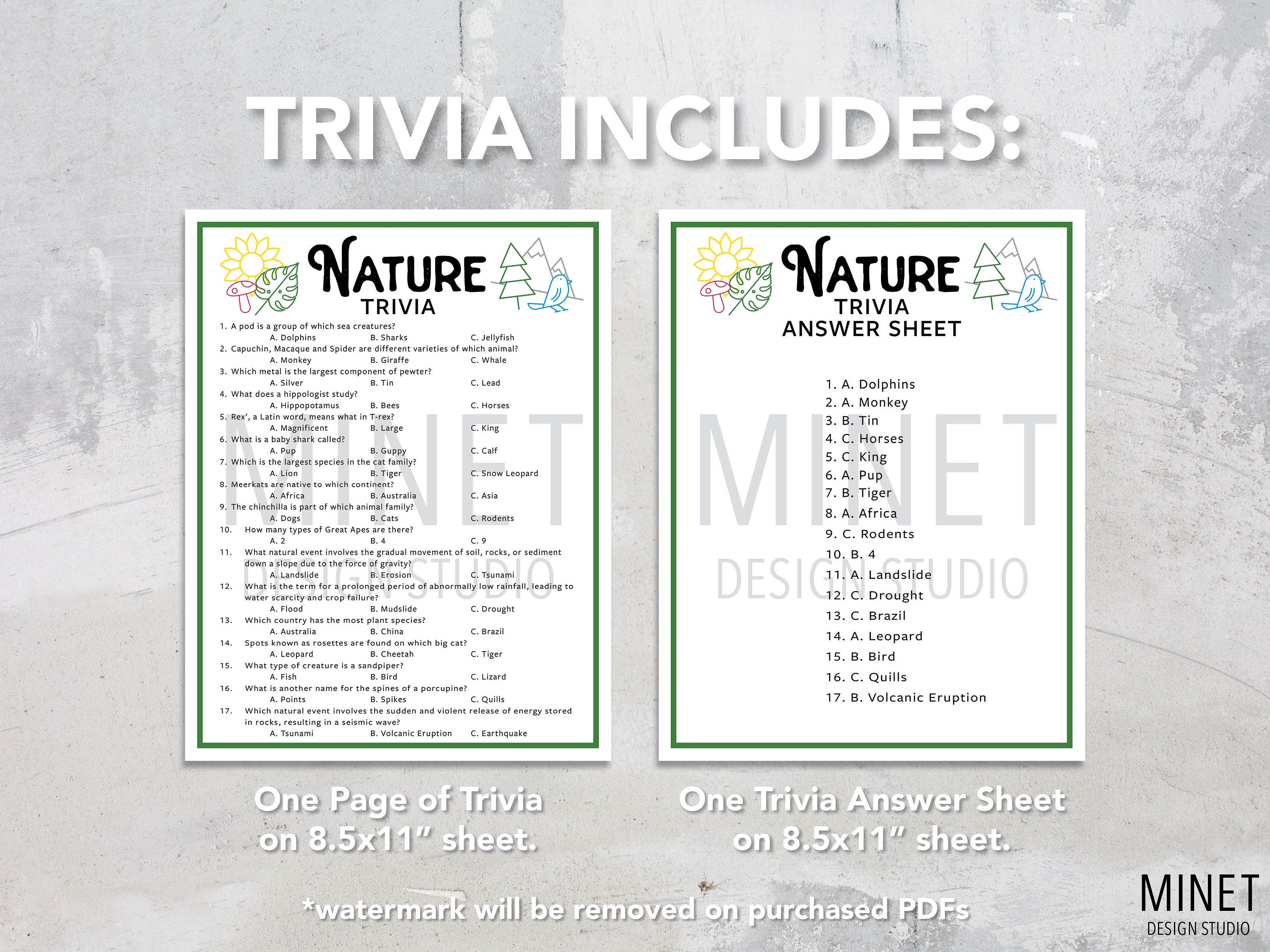 Nature Trivia | Nature Trivia Game | Printable Nature Trivia | Nature ...