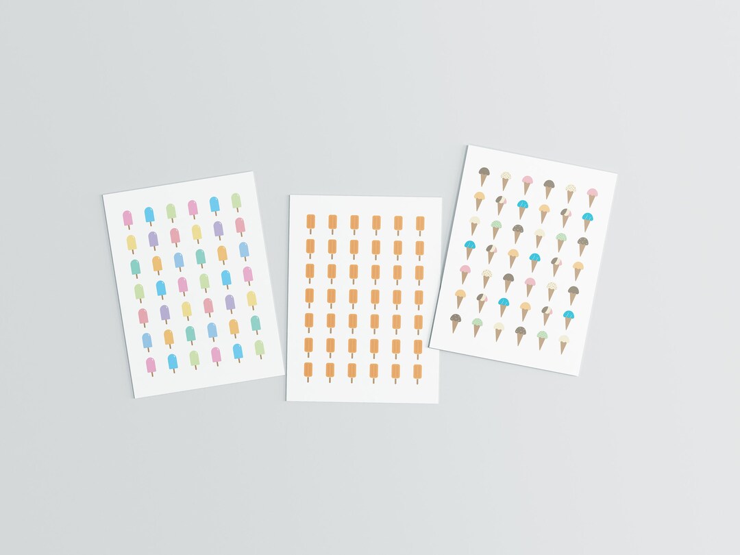 Ice Cream Prints Set of 3 Printable Ice Cream Popsicle Posters Ice ...