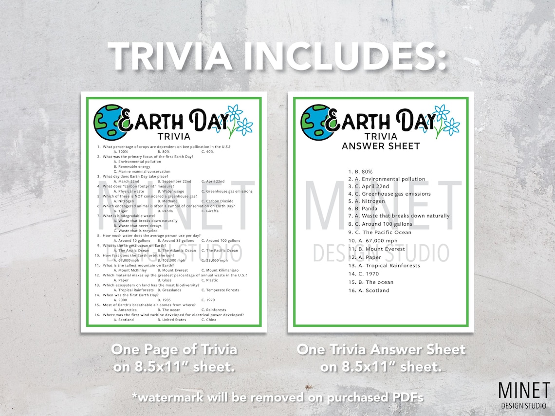 Earth Day Trivia | Printable Earth Day Trivia | Earth Day Trivia Game ...