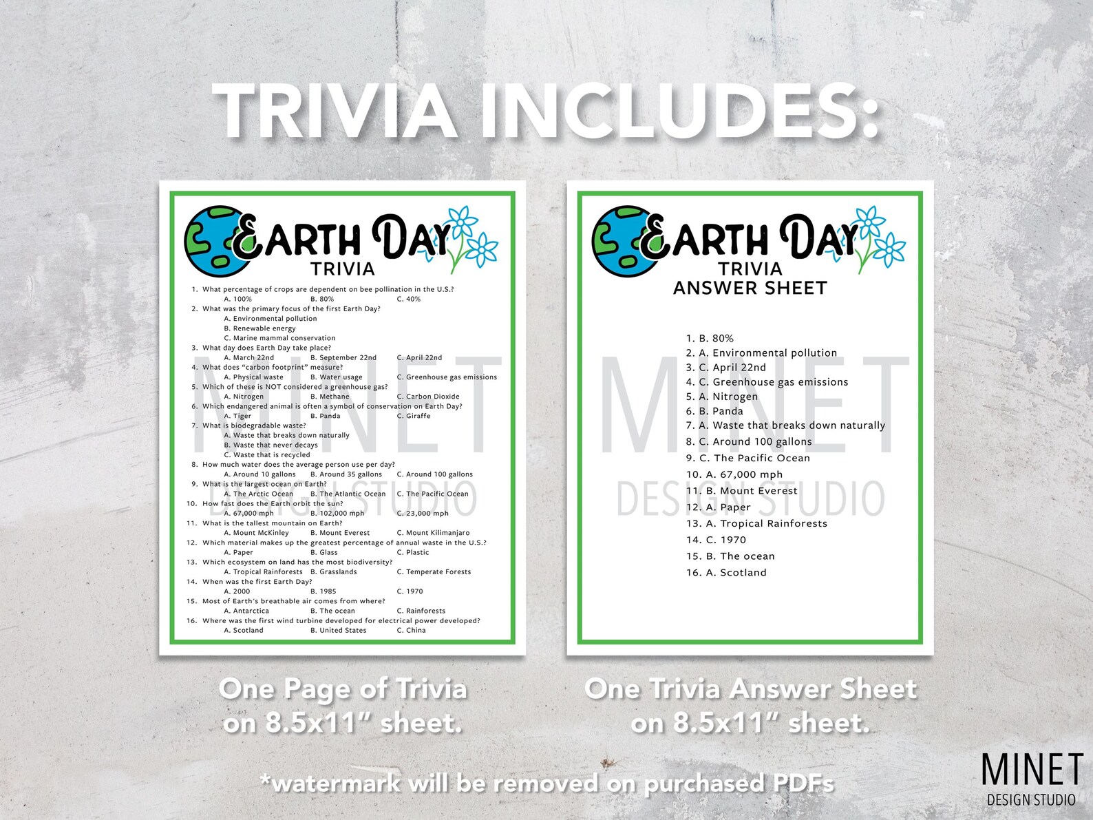 Earth Day Trivia Game | Earth Day Quiz (printable PDF Download) - Etsy