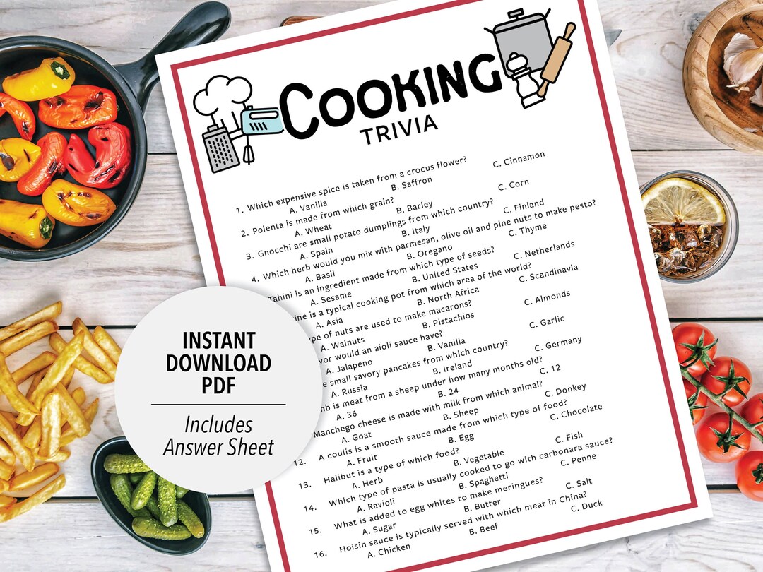 Cooking Trivia | Cooking Trivia Game | Printable Cooking Trivia ...