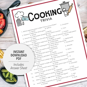 Cooking Trivia | Cooking Trivia Game | Printable Cooking Trivia ...