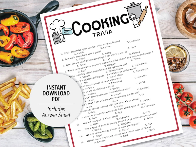 Cooking Trivia | Cooking Trivia Game | Printable Cooking Trivia ...