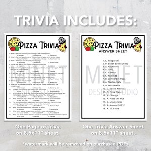 Pizza Trivia | Pizza Trivia Game | Printable Pizza Trivia | Pizza Party ...