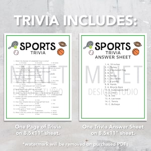 Sports Trivia | Printable Sports Trivia Game | Sports Trivia Game ...