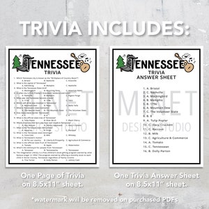 Tennessee Trivia | Tennessee Trivia Game | Printable Tennessee Trivia ...