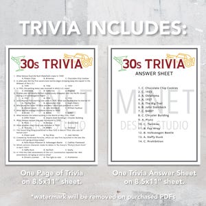 1930s Trivia Game | Printable Party Game (PDF Download) - Etsy