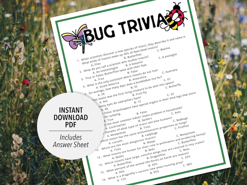 Bug Trivia | Bug Trivia Game | Printable Insect Trivia | Printable ...