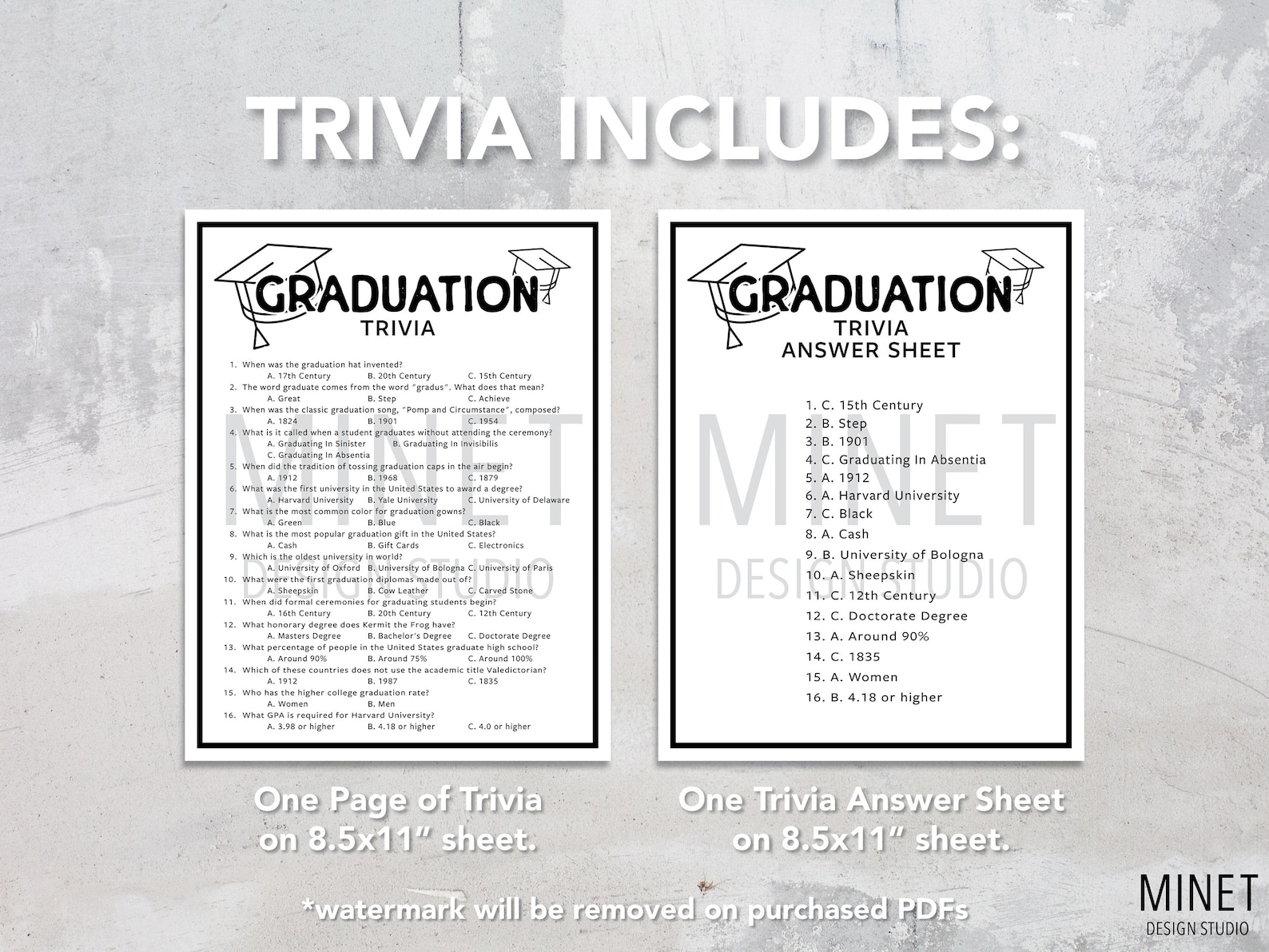 Graduation Trivia | Graduation Trivia Game | Printable Graduation ...