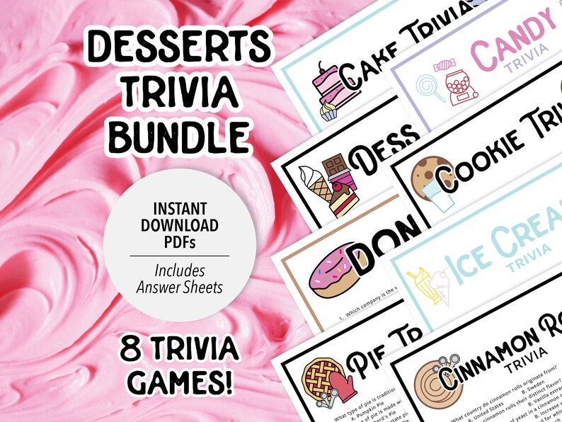 Desserts Trivia Bundle | Trivia Bundle | Desserts Trivia Game ...