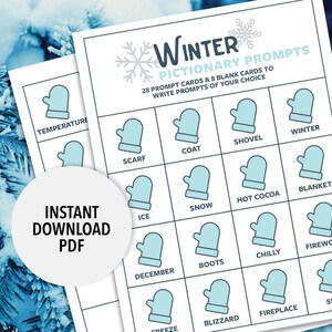 Winter Pictionary Prompts | Winter Printable Activity Game | Printable ...