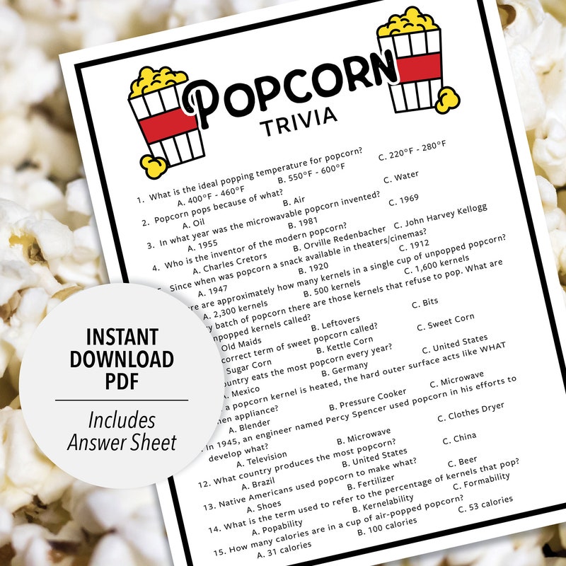 Printable Popcorn - Etsy