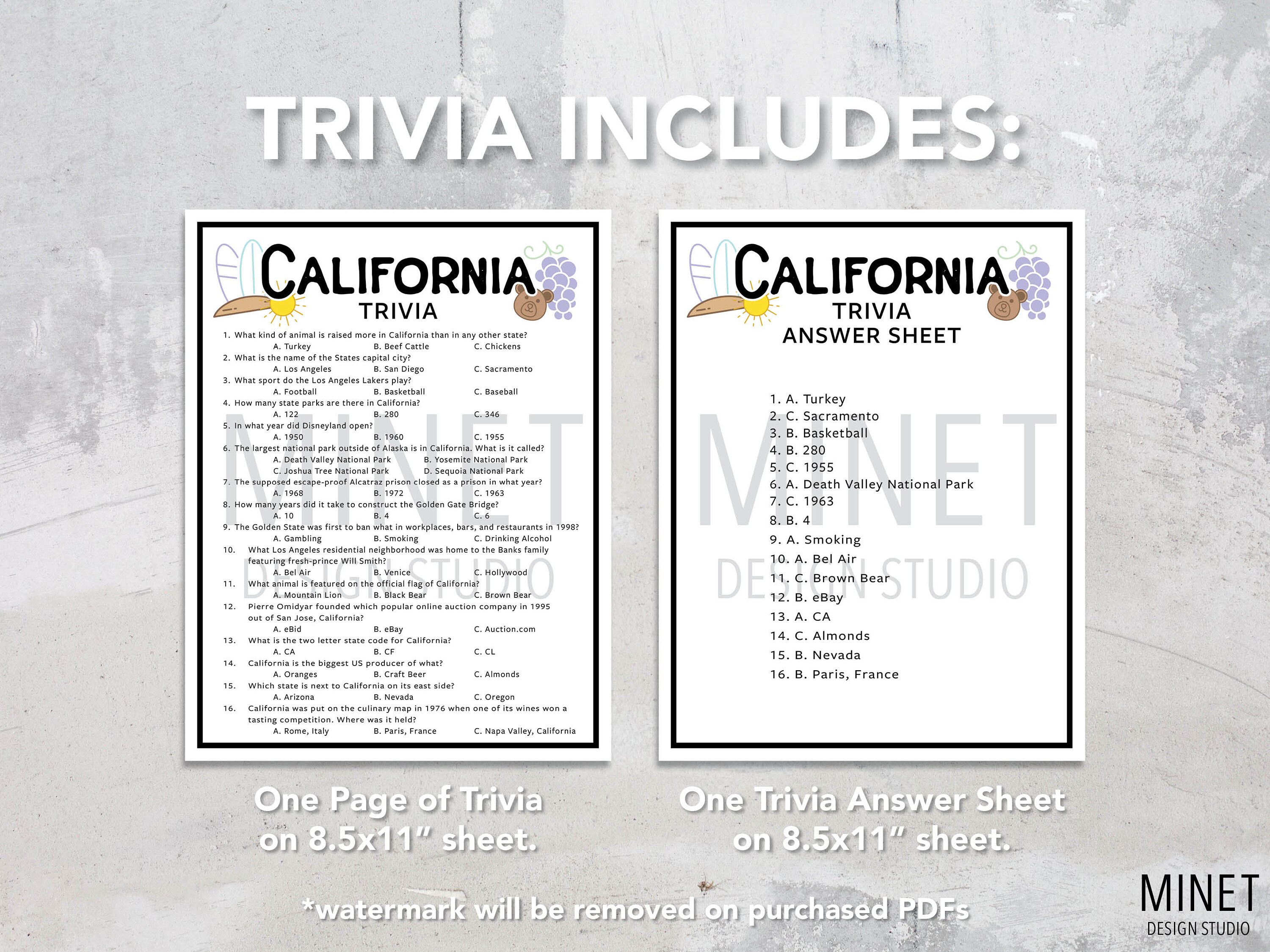 California Trivia California Trivia Game Printable California Trivia ...