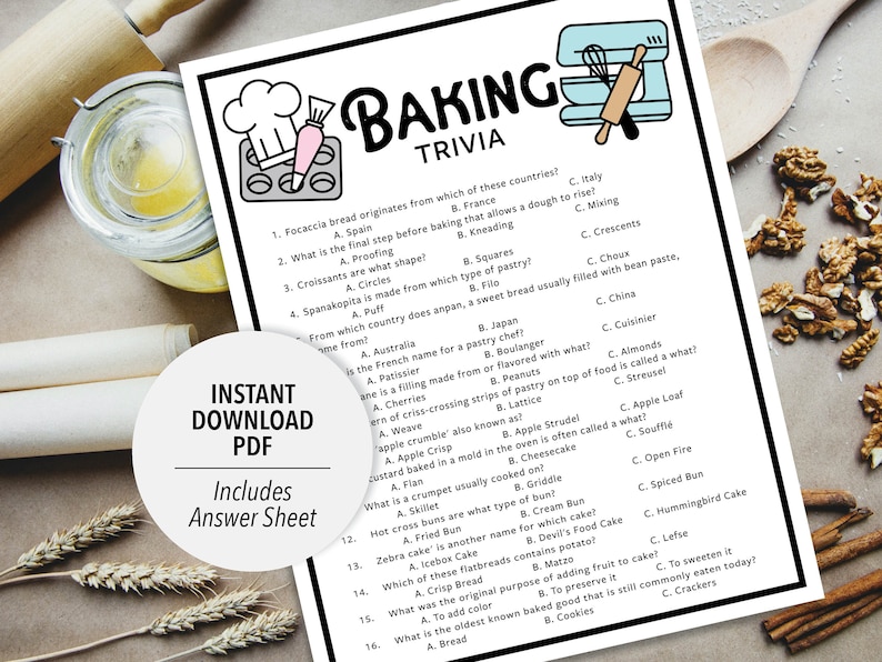 Baking Trivia | Baking Trivia Game | Printable Baking Trivia ...
