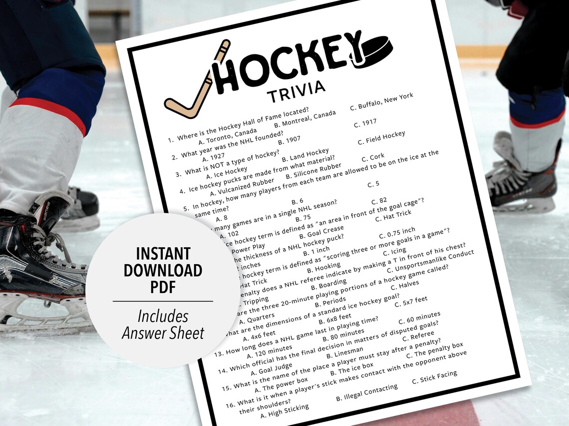Hockey Trivia Game | Sports Quiz (printable PDF Download) - Etsy