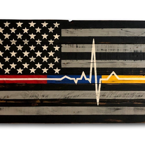 Thin Blue Yellow Line Police Dispatcher Distressed US Flag - Etsy