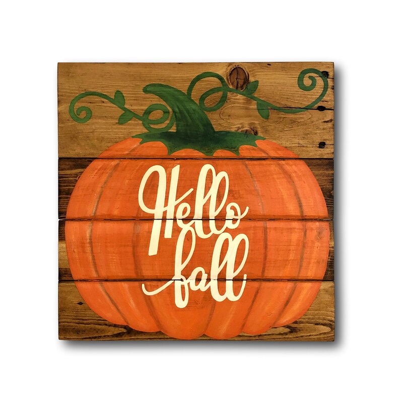 Fall Porch Decor Hello Fall Pumpkin Sign Fall Welcome Sign - Etsy