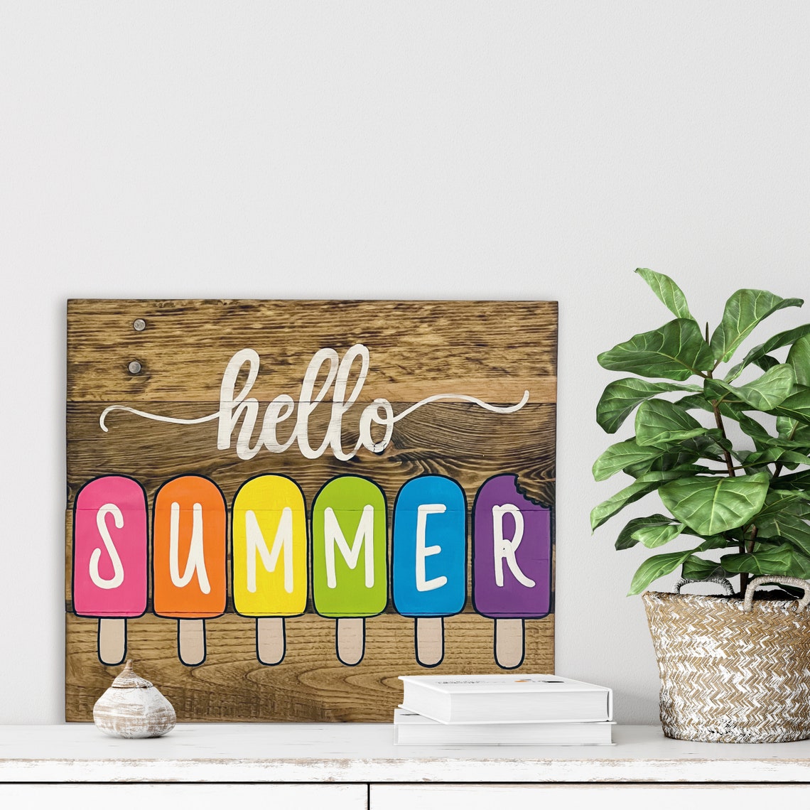 Hello Summer Popsicle Sign Front Door Sign Summer Welcome - Etsy
