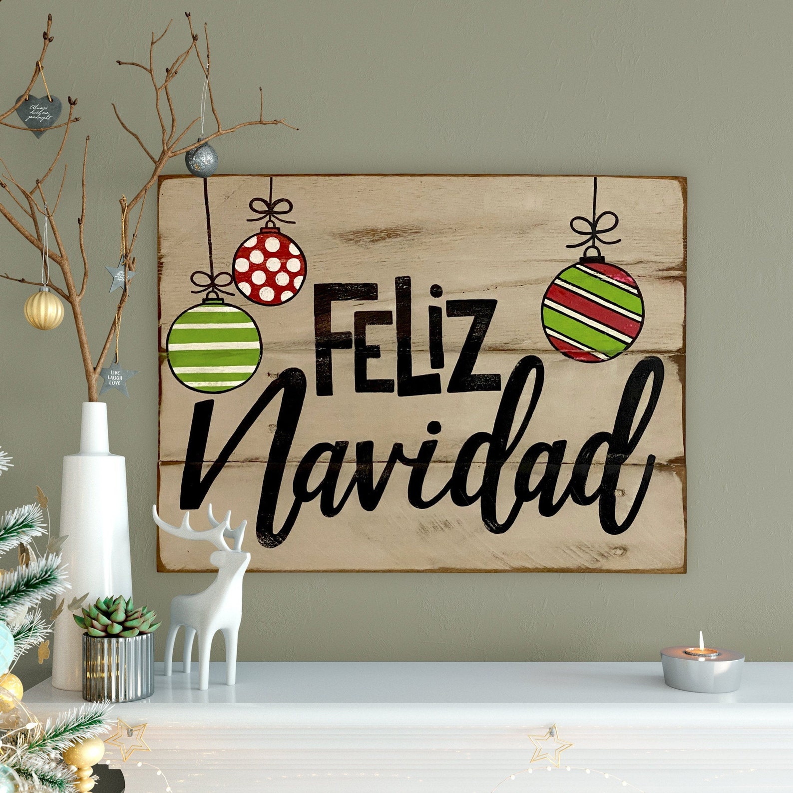 Feliz Navidad Wood Sign Christmas Decorations Rustic | Etsy