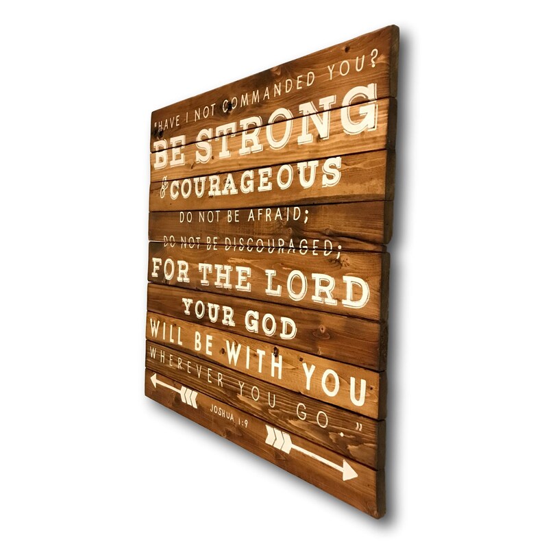 Joshua 1:9 Wall Art Be Strong and Courageous Wood Sign | Etsy