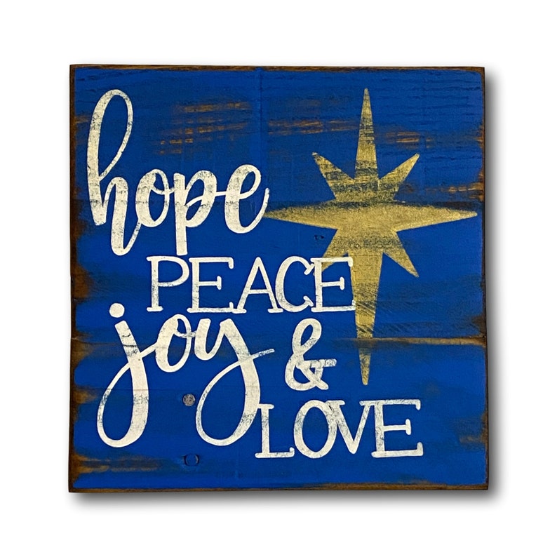 Hope Peace Joy and Love Wood Christmas Sign Christmas - Etsy