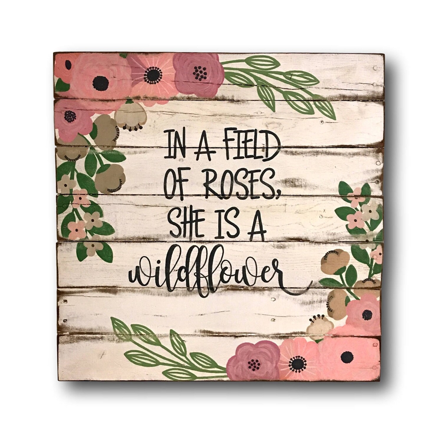 In a Field of Roses She Is a Wildflower Wood Sign Girl | Etsy