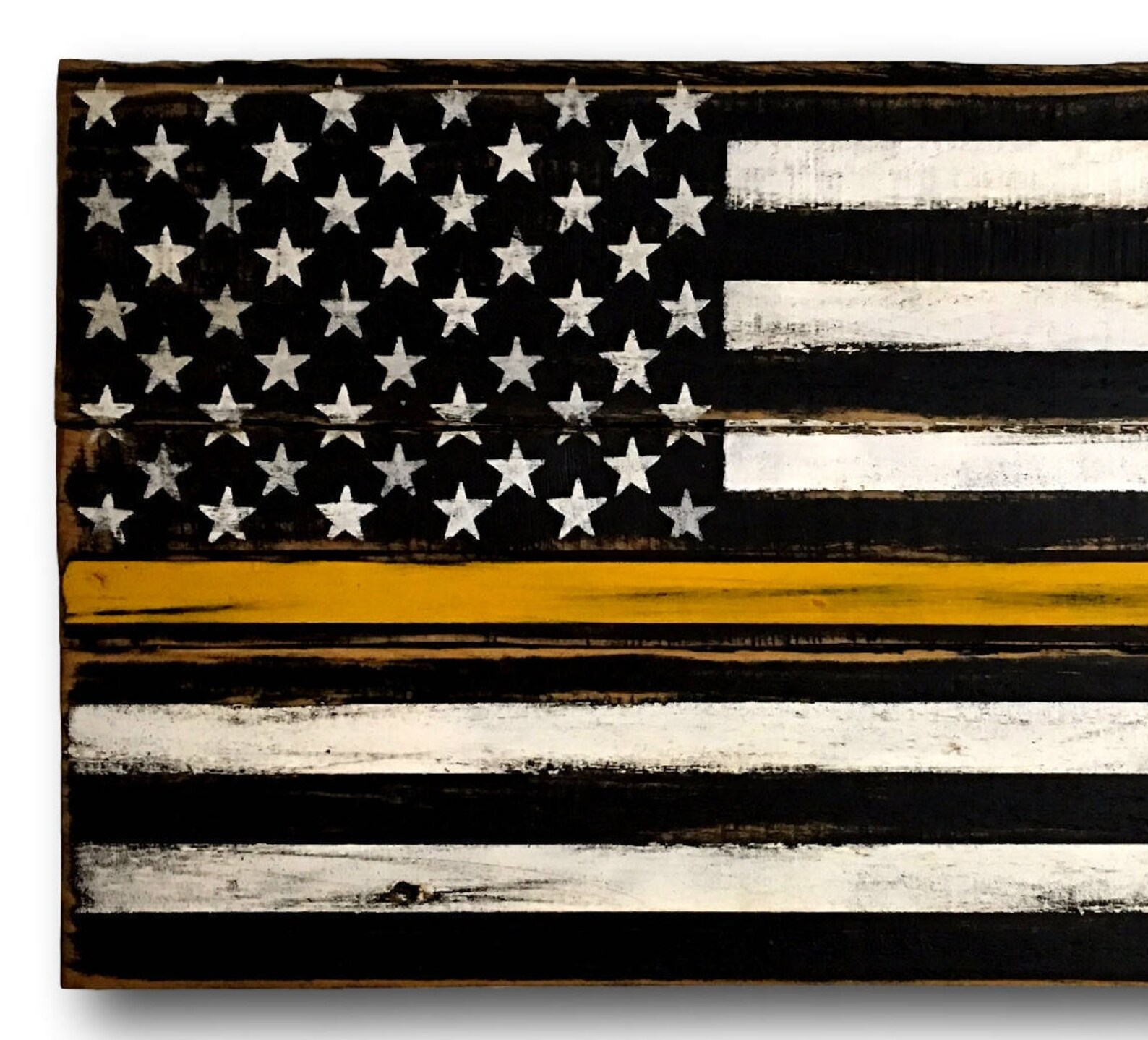 Thin Gold Line Wood Flag 911 Dispatcher Gift Emergency - Etsy