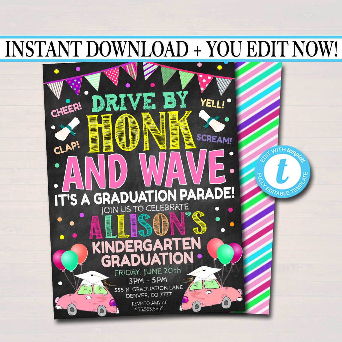 Drive by Graduation Parade Party Invitation Virtual Online - Etsy