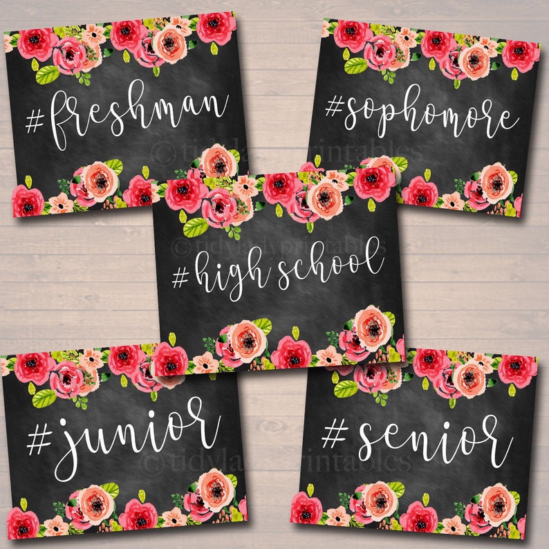 PRINTABLE Floral Hashtag High School First Day of School Photo - Etsy