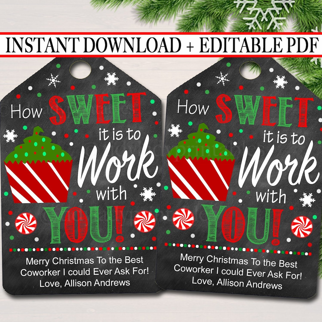 Christmas Coworker Gift Tags: Editable Holiday Appreciation Labels ...