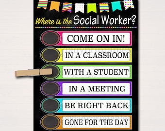 Where is the Social Worker Door Sign, Classroom Decor, School Social ...
