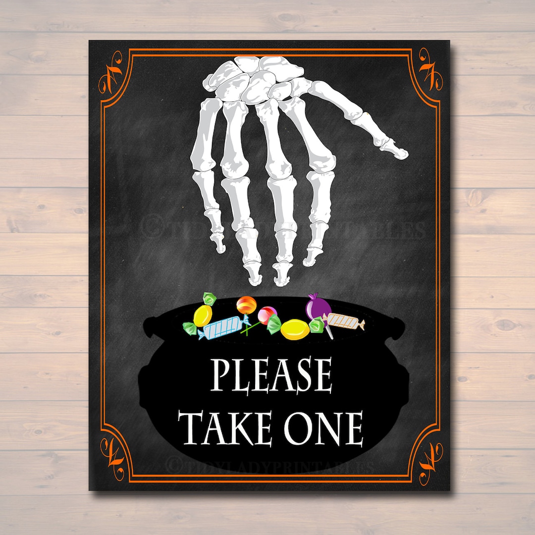 Please Take One Halloween Candy Sign, Chalkboard Halloween Decor, Candy ...