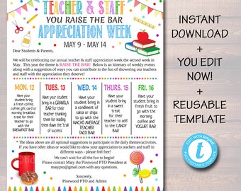 Teacher Staff Appreciation Printable You Raise the Bar - Etsy