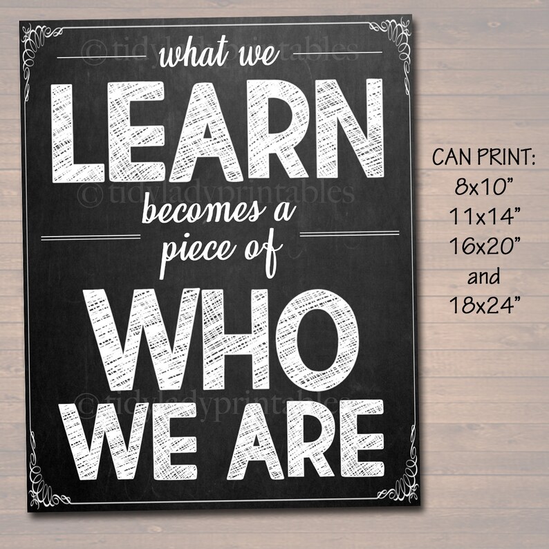 Classroom Quote Poster: What We Learn, Chalkboard Style (digital ...
