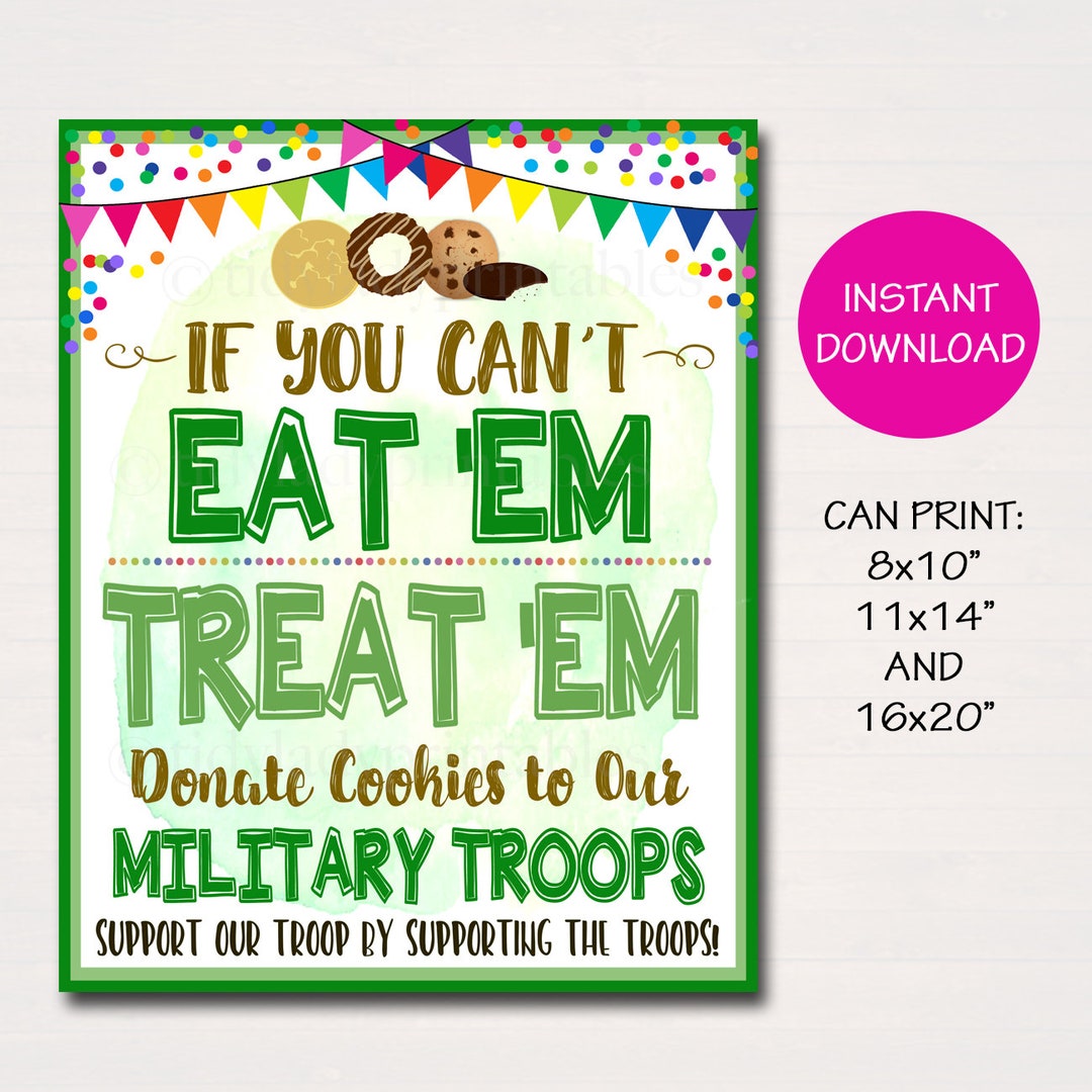 Cookie Booth Sign If You Can't Eat 'em Treat 'em, Donate Cookies to ...