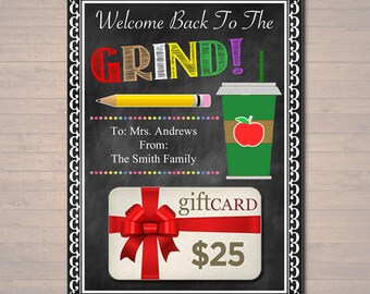 Welcome Back to the Grind Teacher Coffee Starbucks Gift Card - Etsy