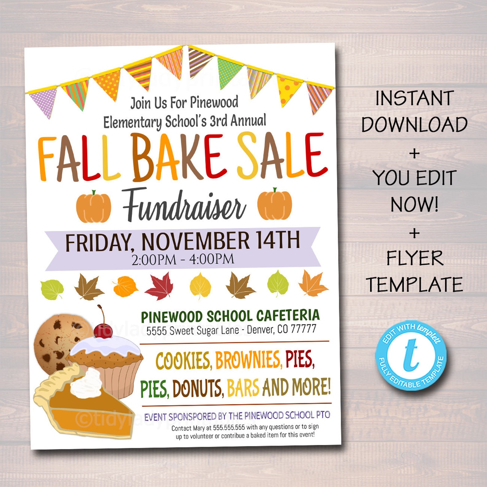 Fall Bake Sale Flyer Festival Fall Harvest Flyer Printable | Etsy