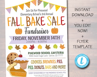 Editable Fall Bake Sale Flyer, Festival Fall Harvest Flyer, Printable ...