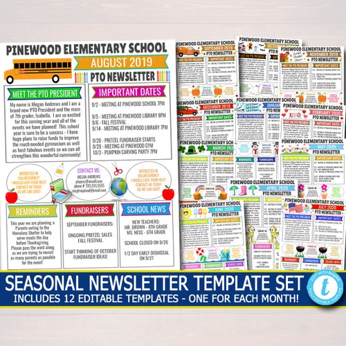 August PTO PTA Newsletter School Events Editable Flyer - Etsy