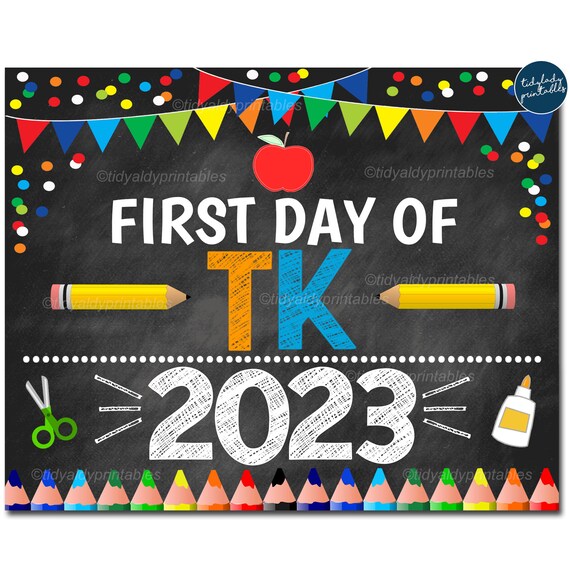 First Day of Transitional Kindergarten 2023, Printable Back to School ...