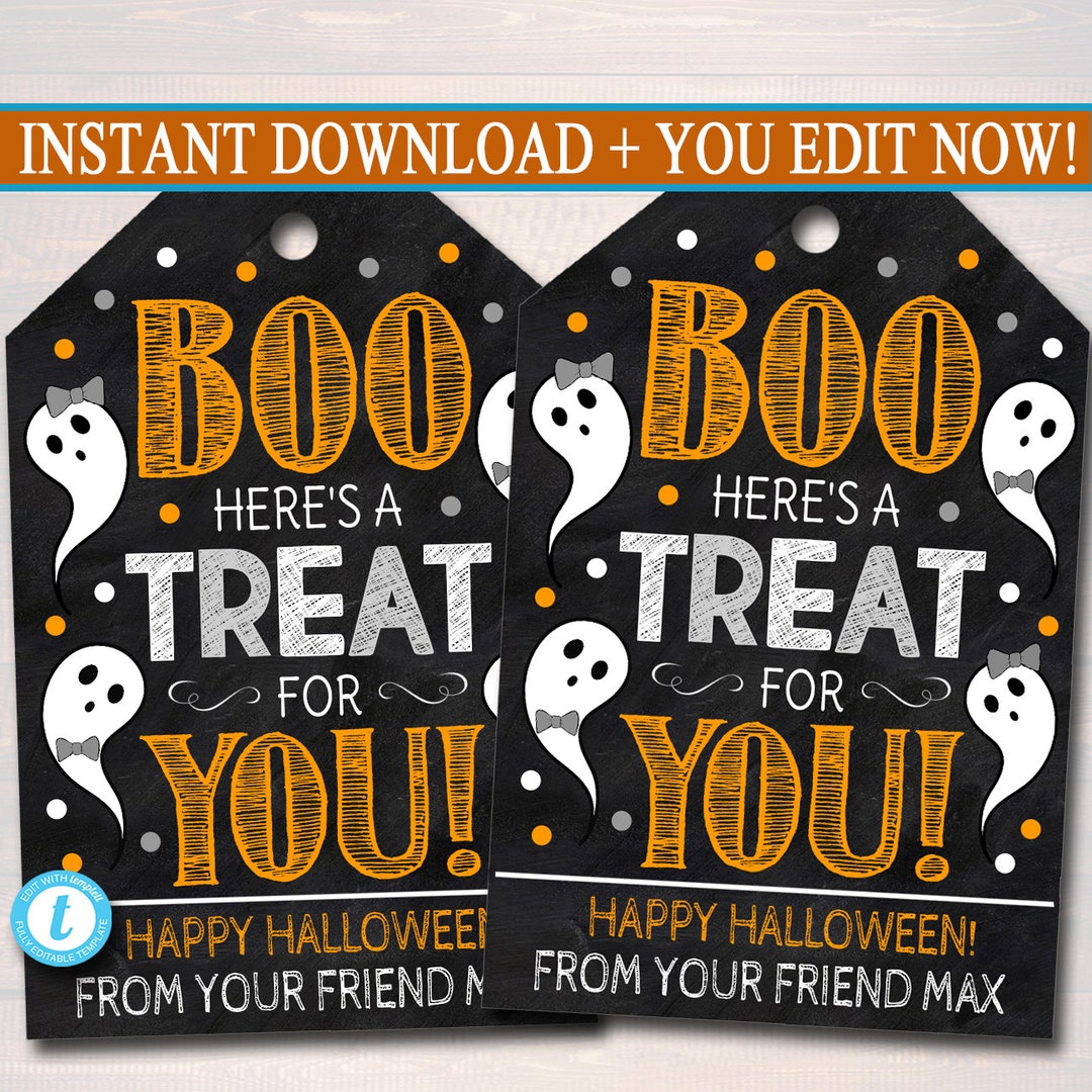 Halloween Gift Tags, Halloween Birthday Favor Tags, Boo Here's a Treat ...