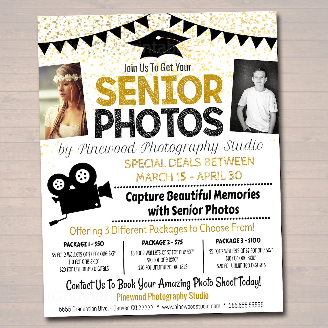 Senior Photos Flyer Business Photography Studio Printable | Etsy